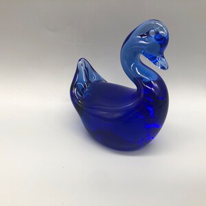 Vintage Blue Glass Duck Ornament | Cobalt Crystal Duck Figurine ...