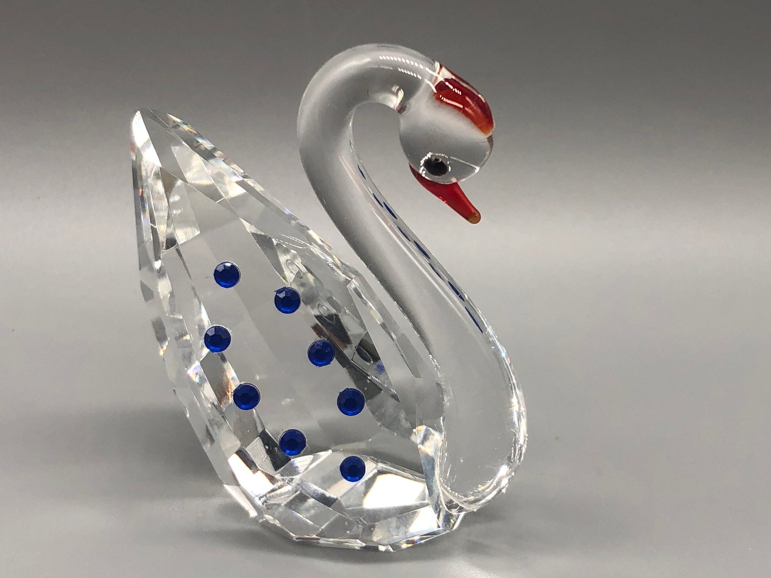 Vintage Crystal Swan Ornament | Glass Swan Figurine | Swan Glass ...