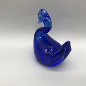Vintage Blue Glass Duck Ornament | Cobalt Crystal Duck Figurine ...