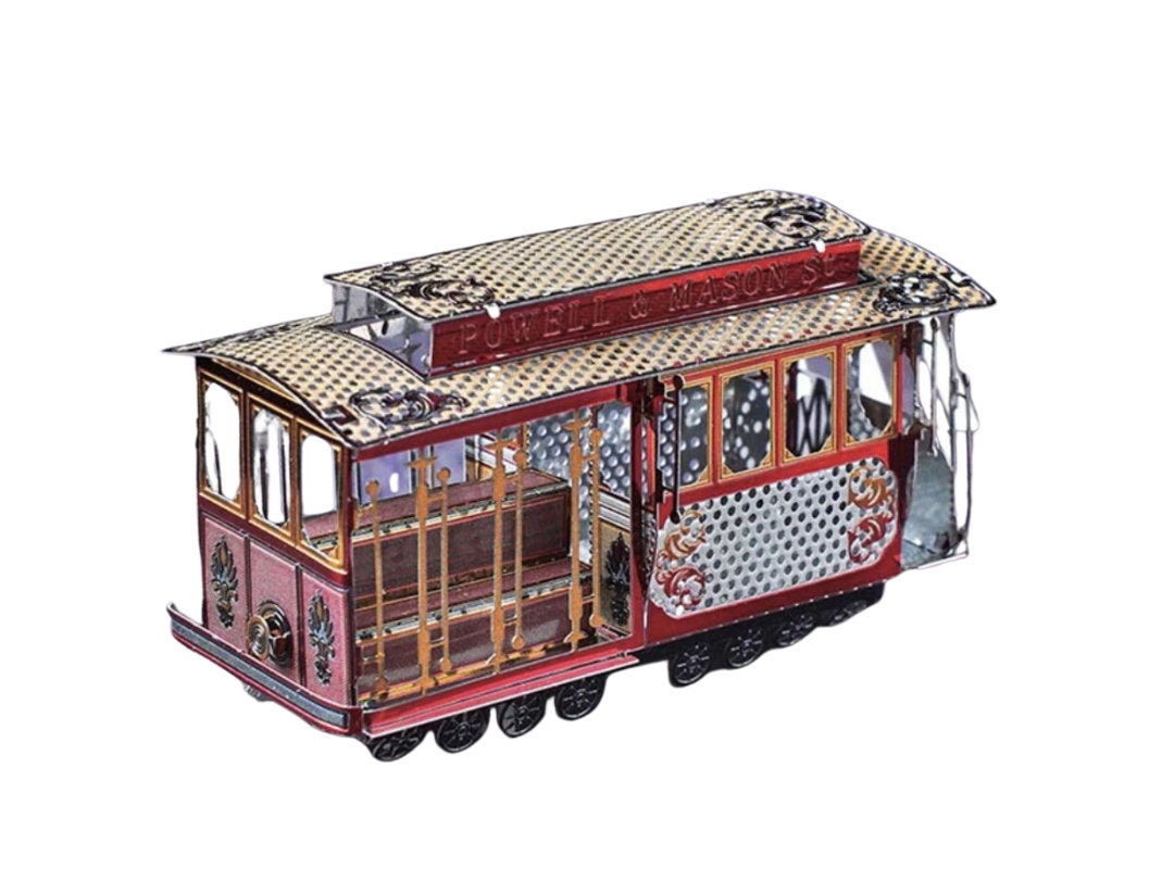 Classical Sightseeing Tram Vehicle Metal Model Kit 3D Puzzle Craft Gift ...
