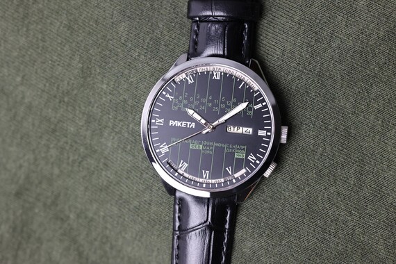 Black watch Raketa Multi Year Calendar, Raketa Colleg… - Gem