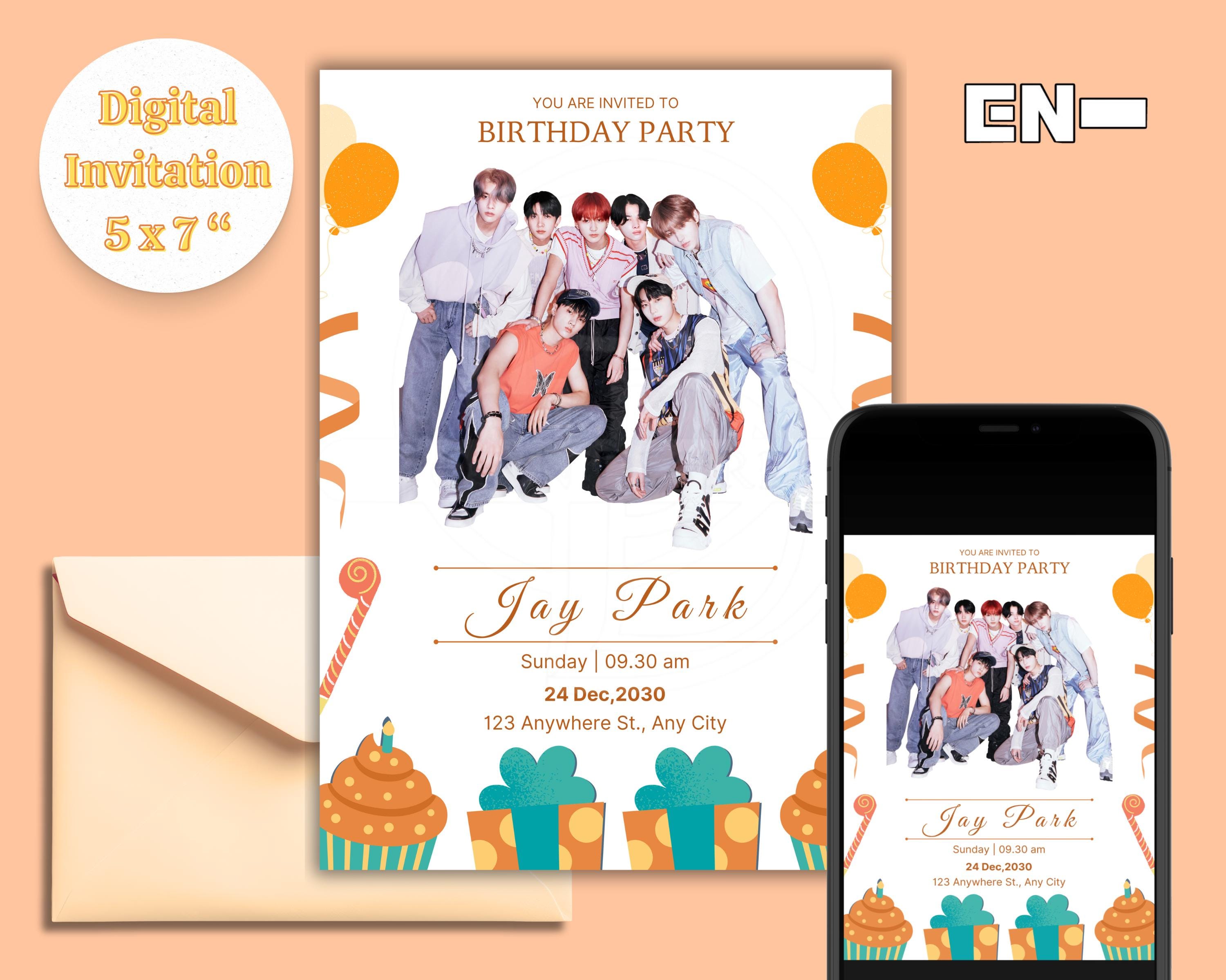 Kpop Birthday Invites, Custom Digital Card Invitation, Printable Kpop ...