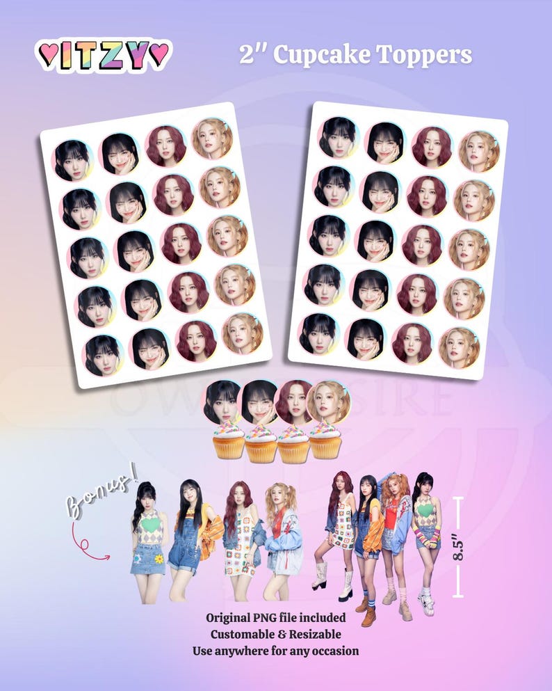 Personalized ITZY Birthday Cake Topper Cupcake | MIDZY Printable ...