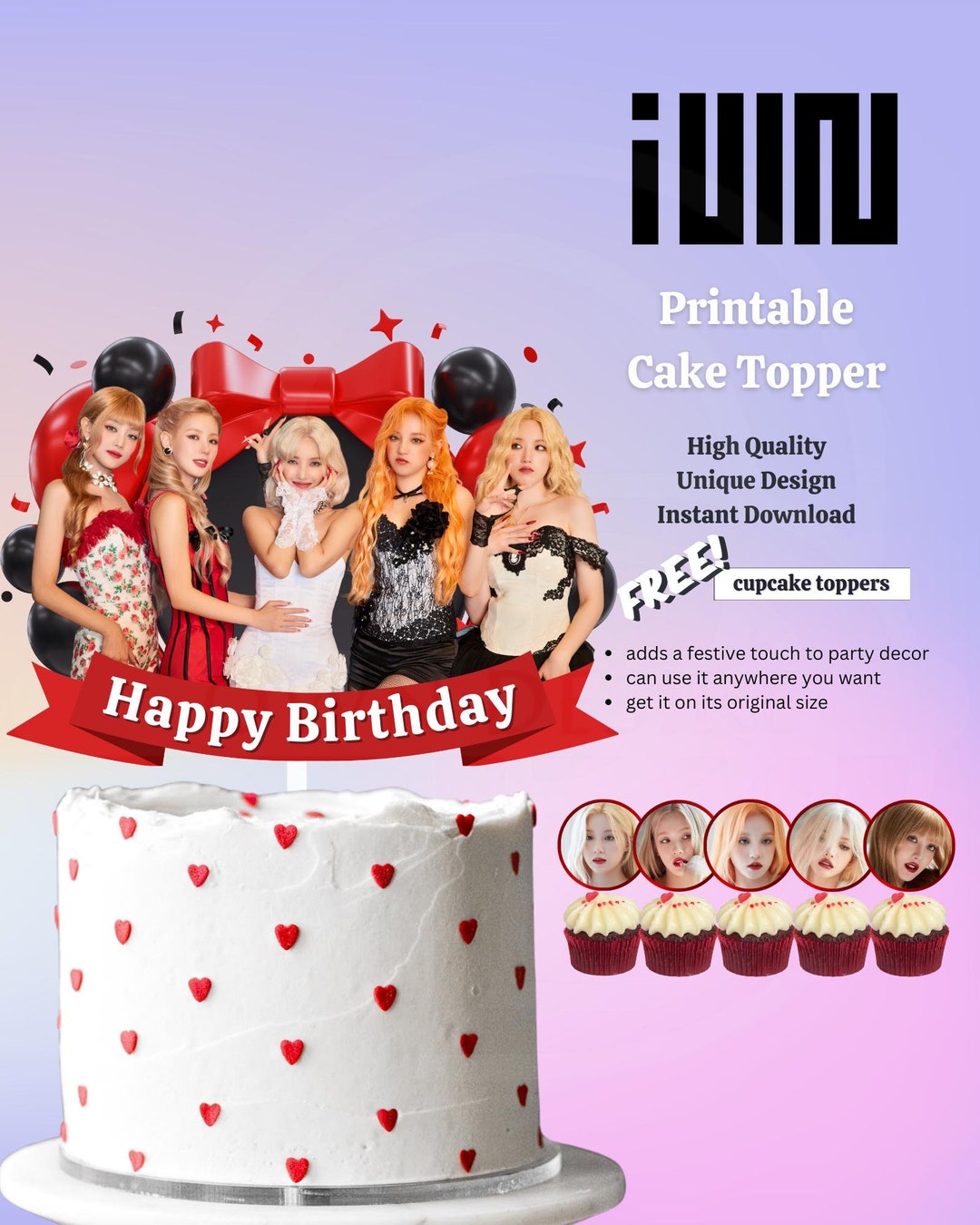 Customized GI-DLE Birthday Cake Topper, Cupcake Printable Gidle Kpop ...