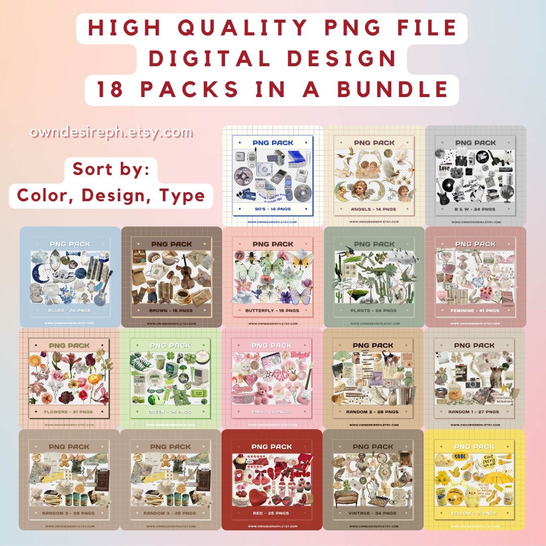 High Quality PNG File | Digital Sticker Pack Vintage Pastel Aesthetic ...