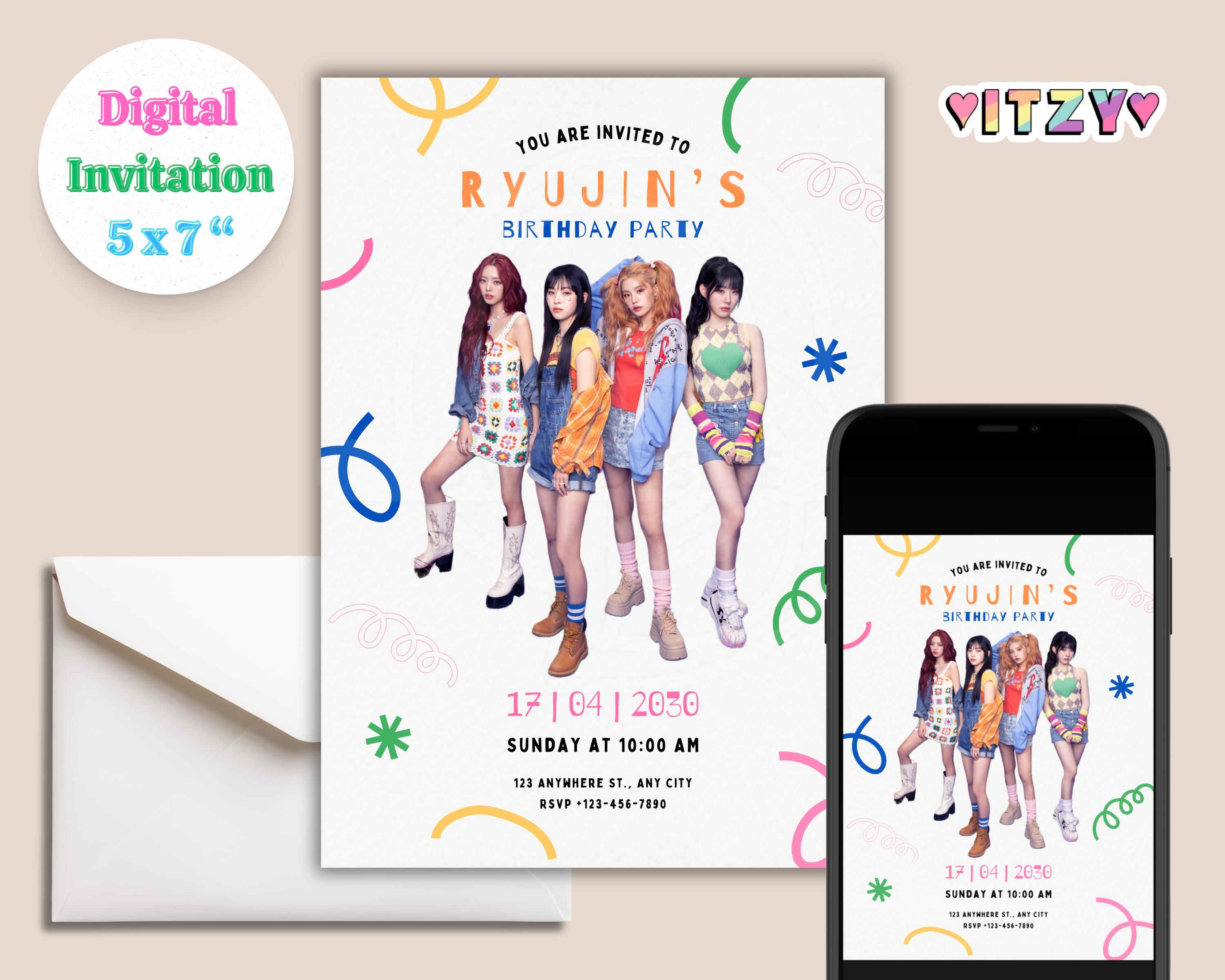 Kpop Birthday Invites, Custom Digital Card Invitation, Printable Kpop ...