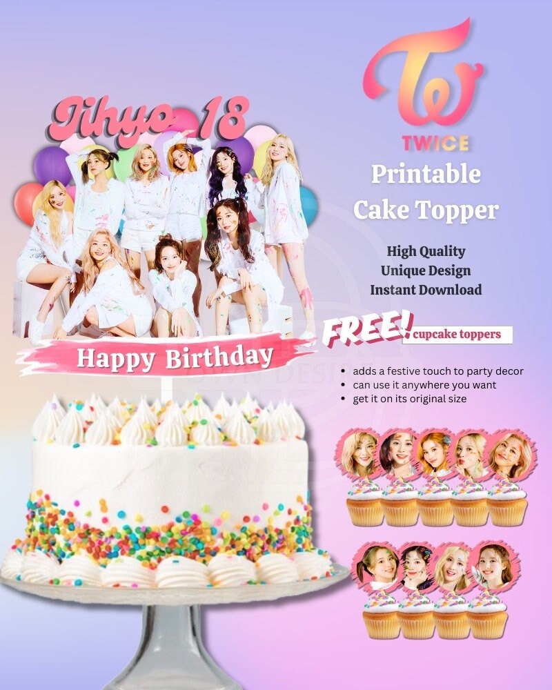 Personalized TWICE Birthday Cake Topper & Cupcake Toppers (digital ...