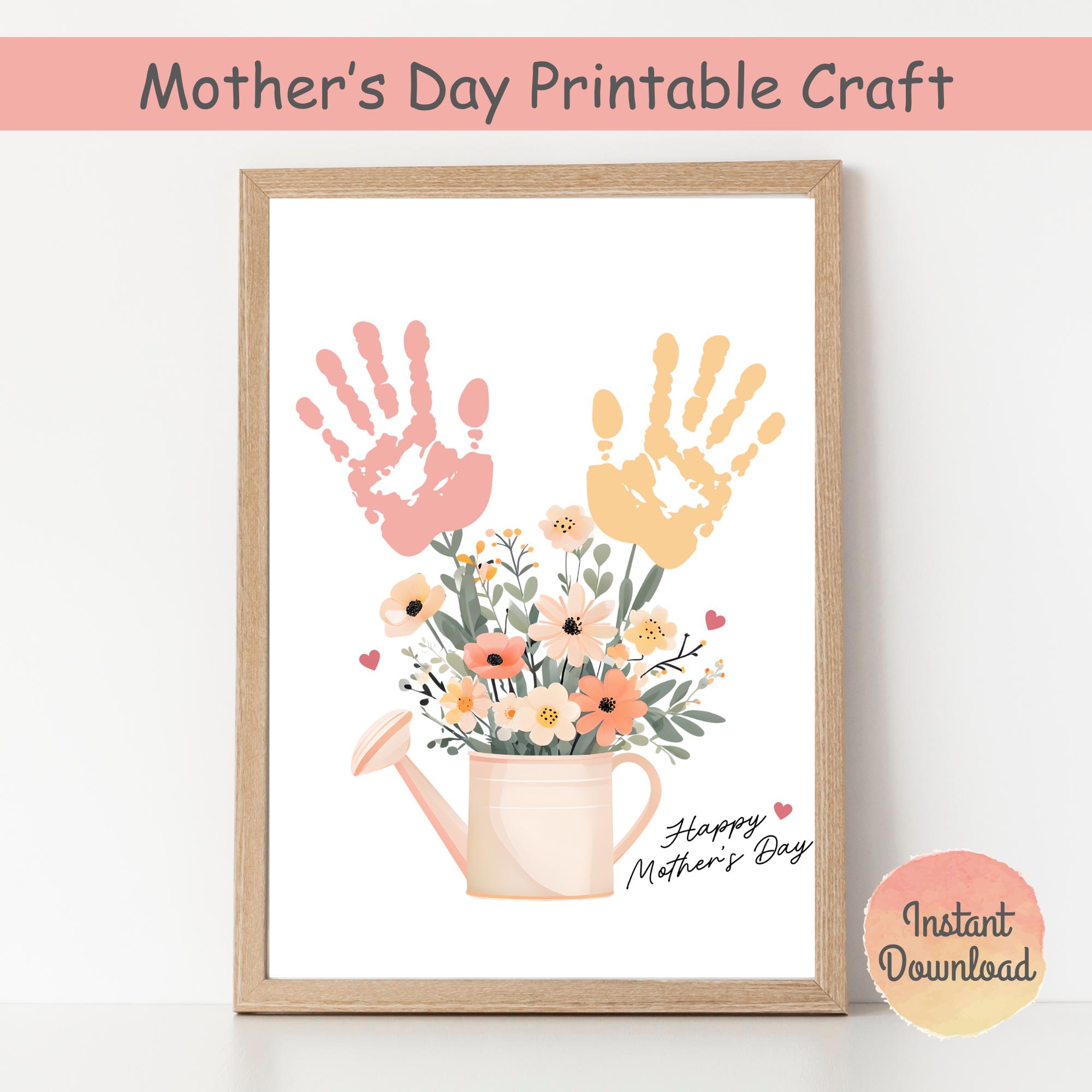 Printable Mother's Day Handprint Craft, Flower Handprint Craft Art, Mom ...