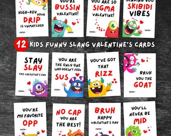 Slang Kids Valentine's Day Cards, Funny Printable Classroom Valentine ...