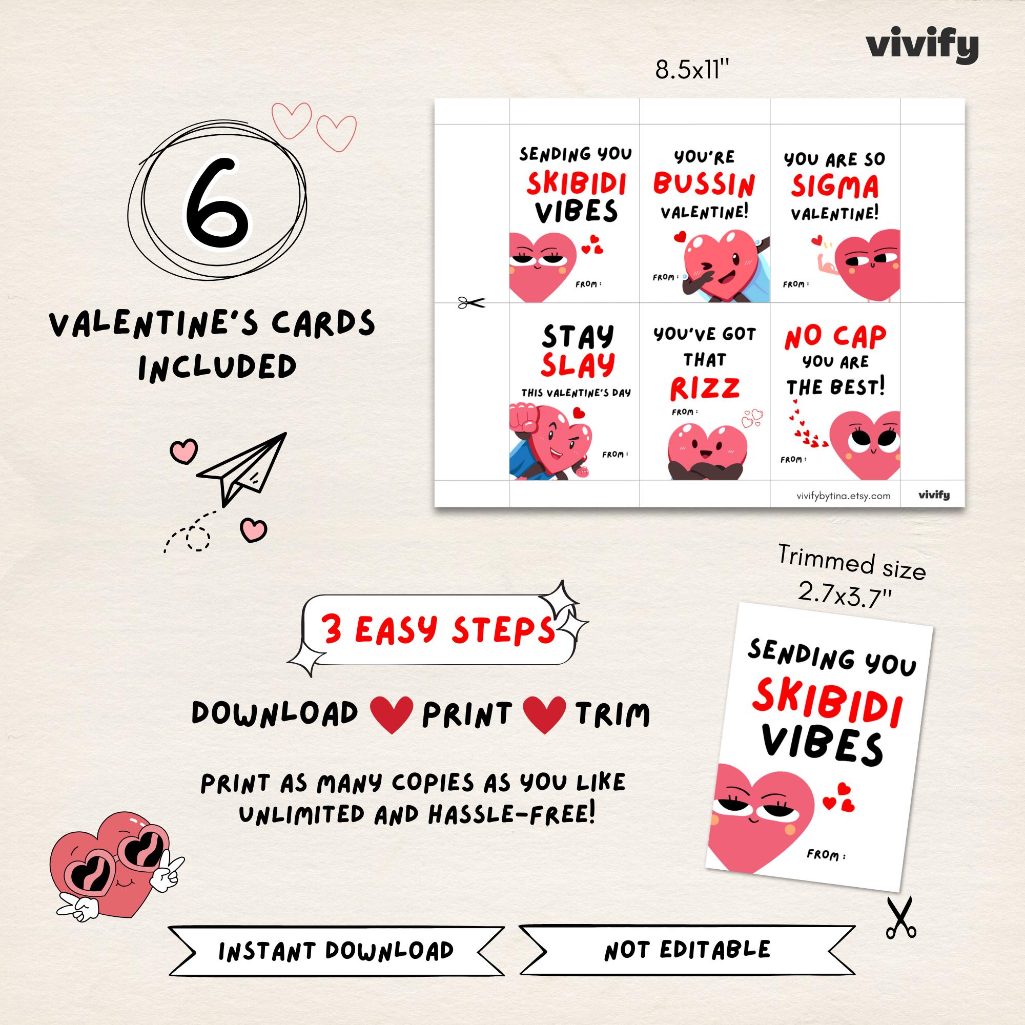 Slang Kids Valentine's Day Cards, Funny Printable Classroom Valentine ...