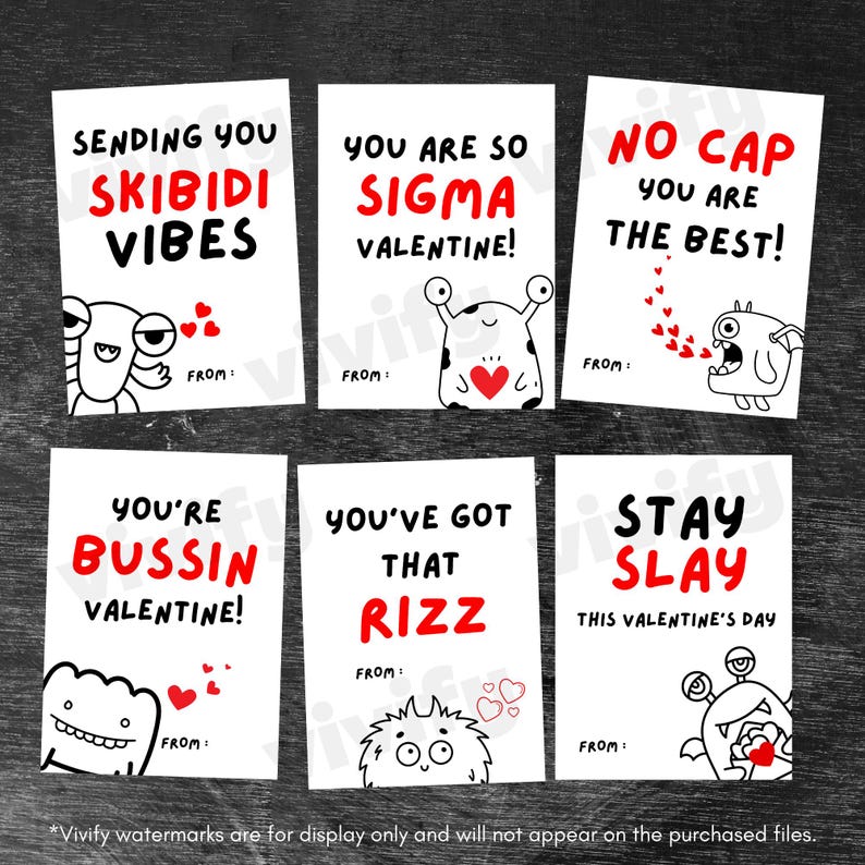 Slang Kids Valentine's Day Cards, Funny Printable Classroom Valentine ...