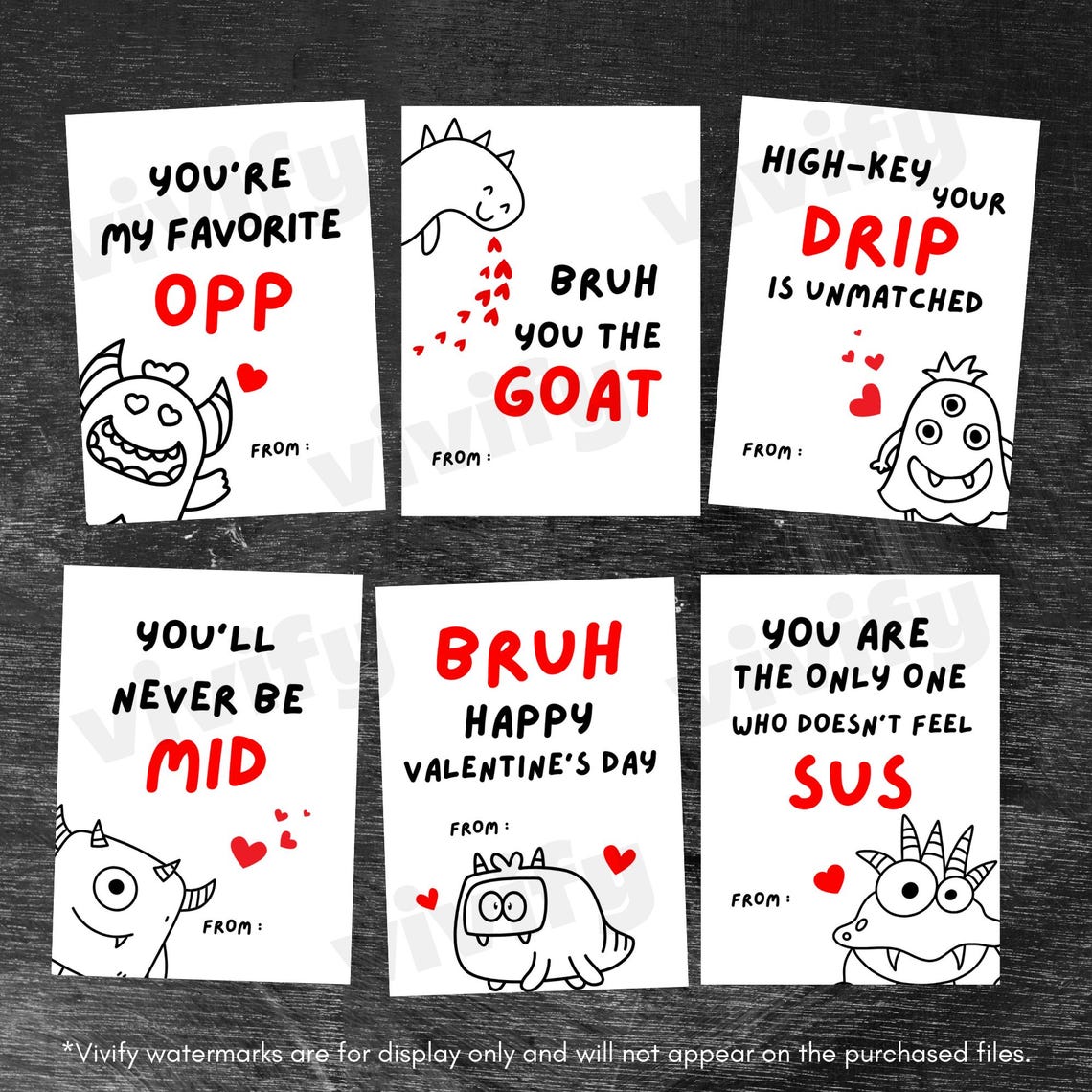 Slang Kids Valentine's Day Cards, Funny Printable Classroom Valentine ...