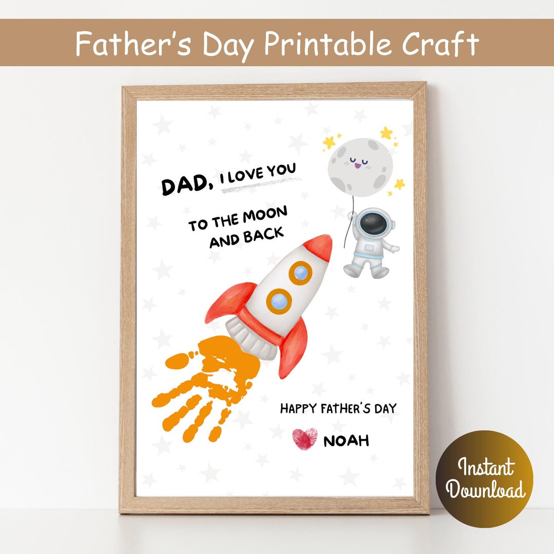 Printable Fathers Day Handprint Craft, Rocket Handprint Art, Dad or ...