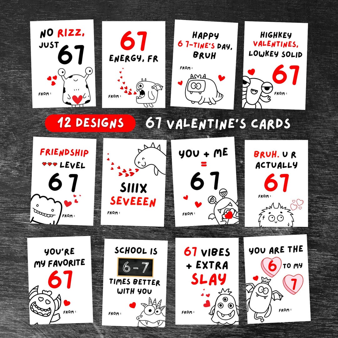 67 Kids Valentine's Day Cards, Funny Printable Classroom Valentine ...