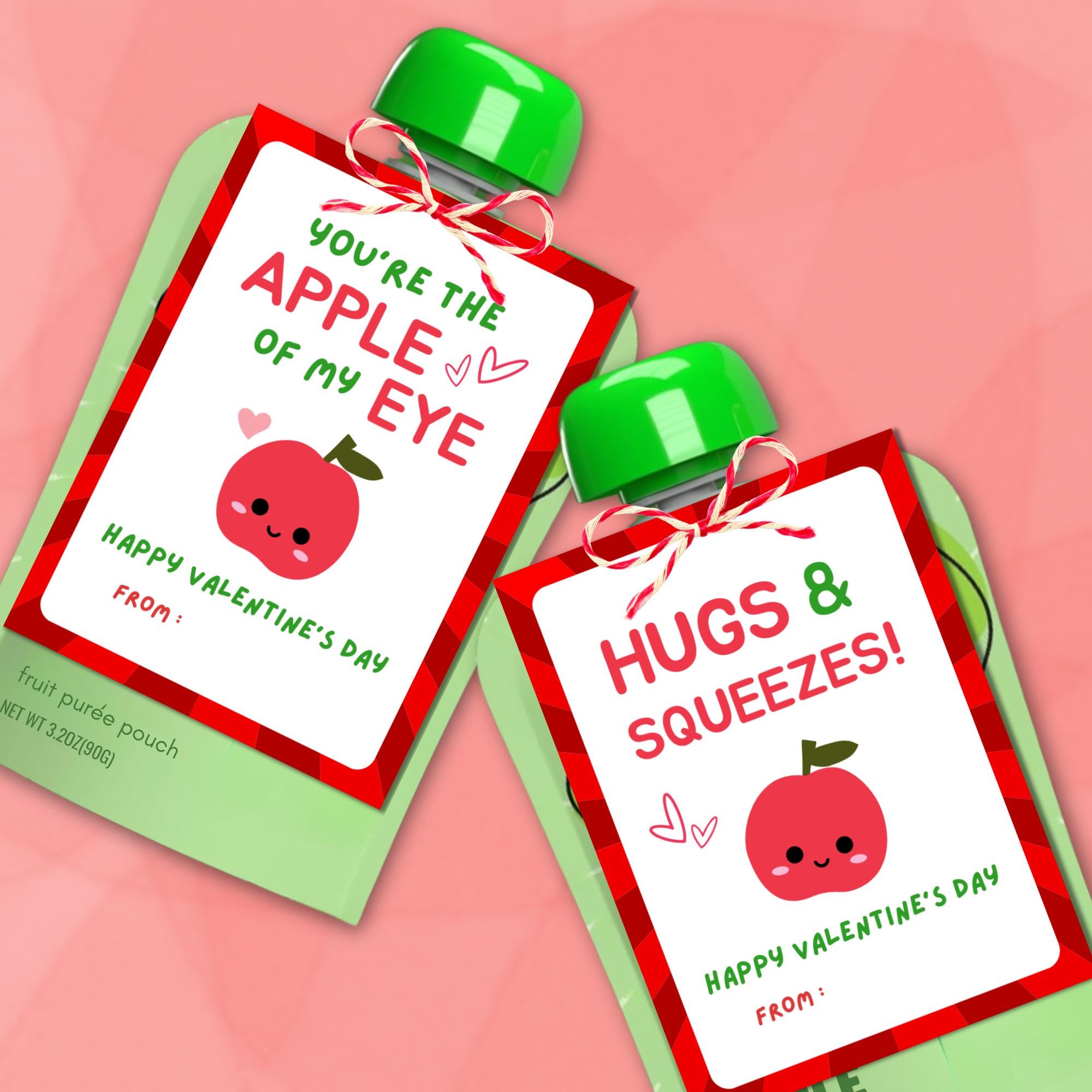 Printable Applesauce Pouch Valentine Tags: Classroom Valentines (PDF ...