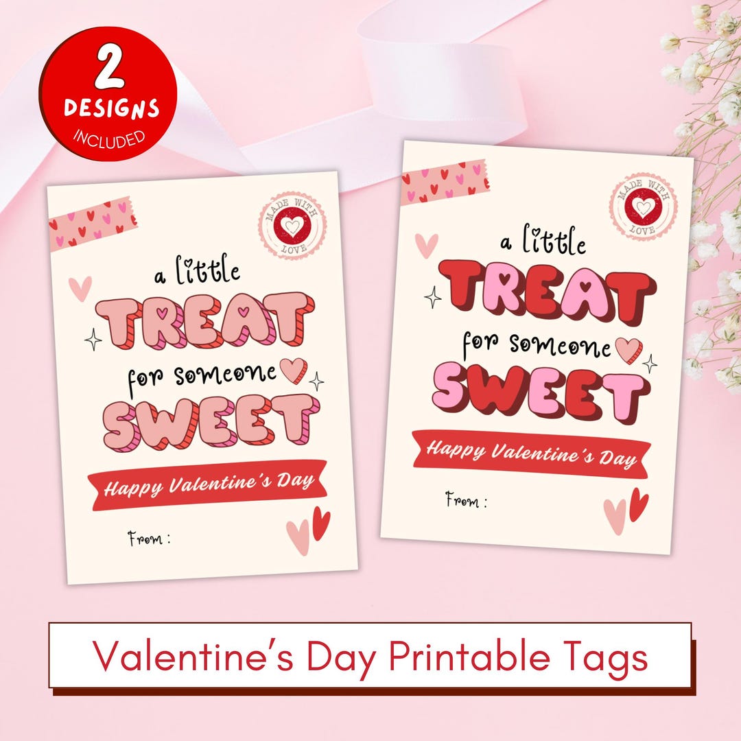 Printable Valentine's Day Tag, Valentines Gift Card, Classroom Treat ...
