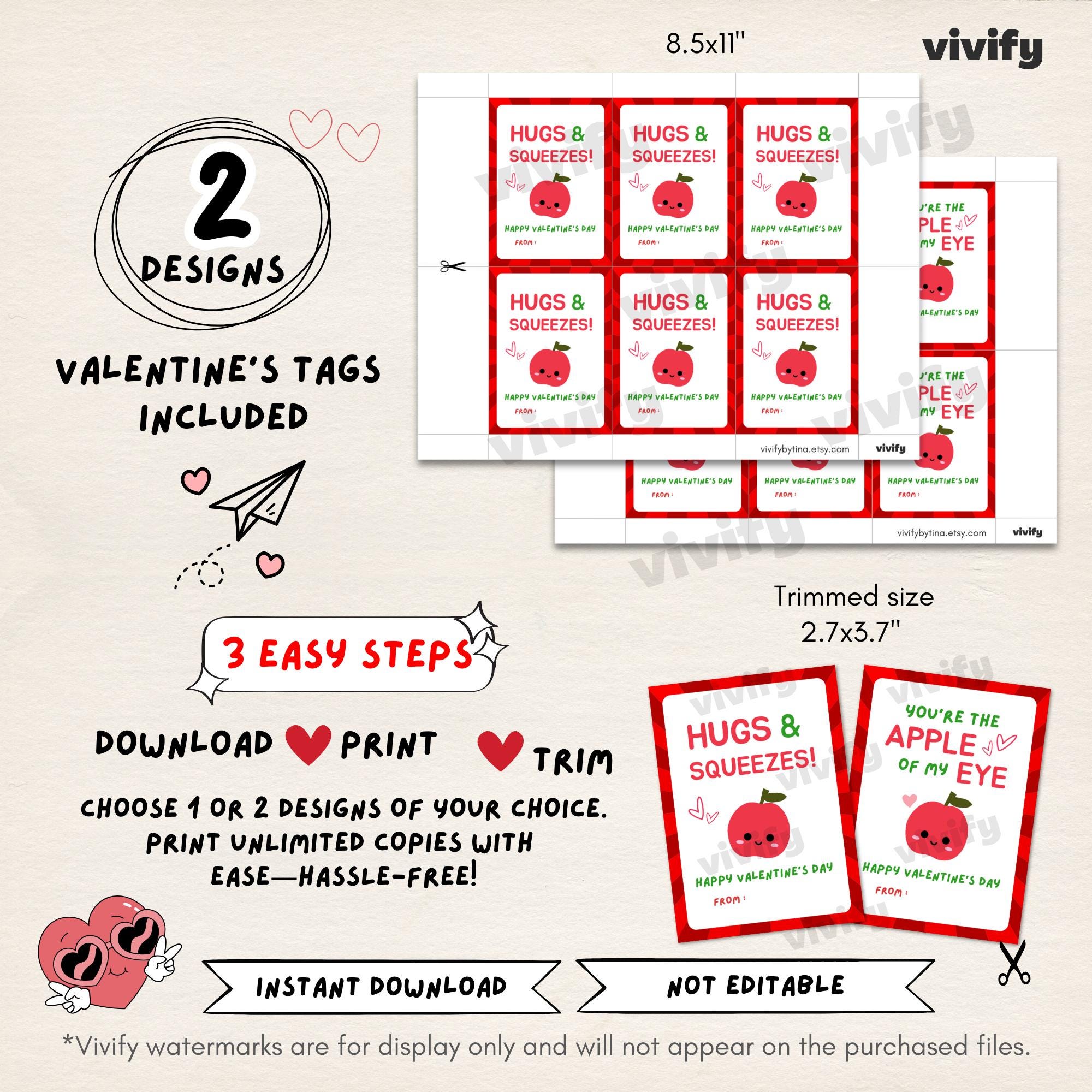Printable Applesauce Pouch Valentine Tags: Classroom Valentines (PDF ...