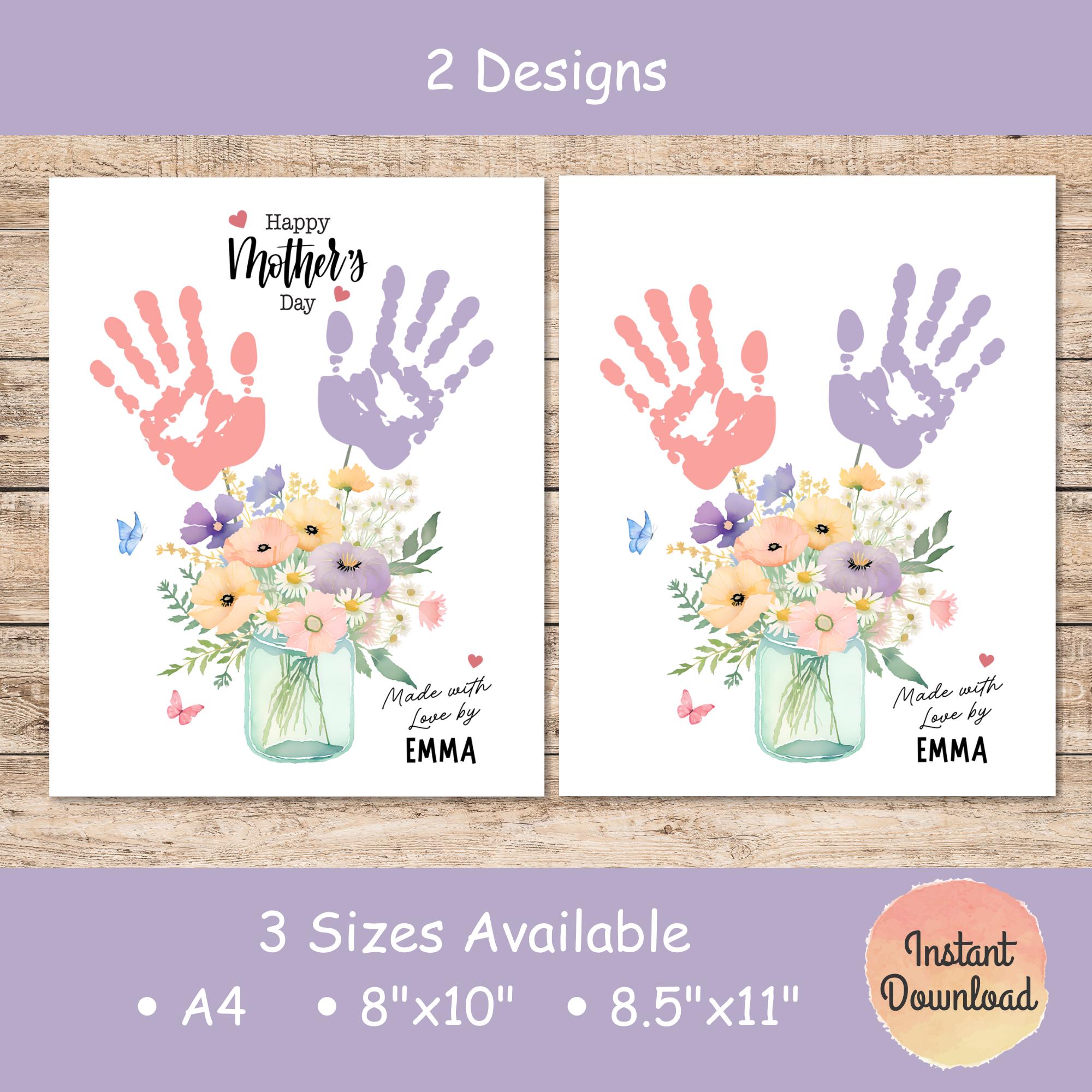 Printable Mothers Day Handprint Craft, Flower Handprint Craft Art, Mom ...