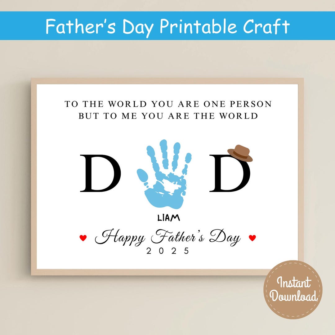 Printable Fathers Day Handprint Craft, Handprint Art, Dad Birthday ...