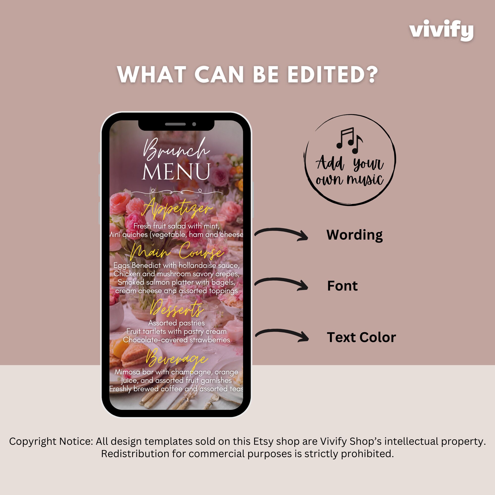 Animated Menu Template, Editable Digital Brunch Dinner, Editable, Eye ...