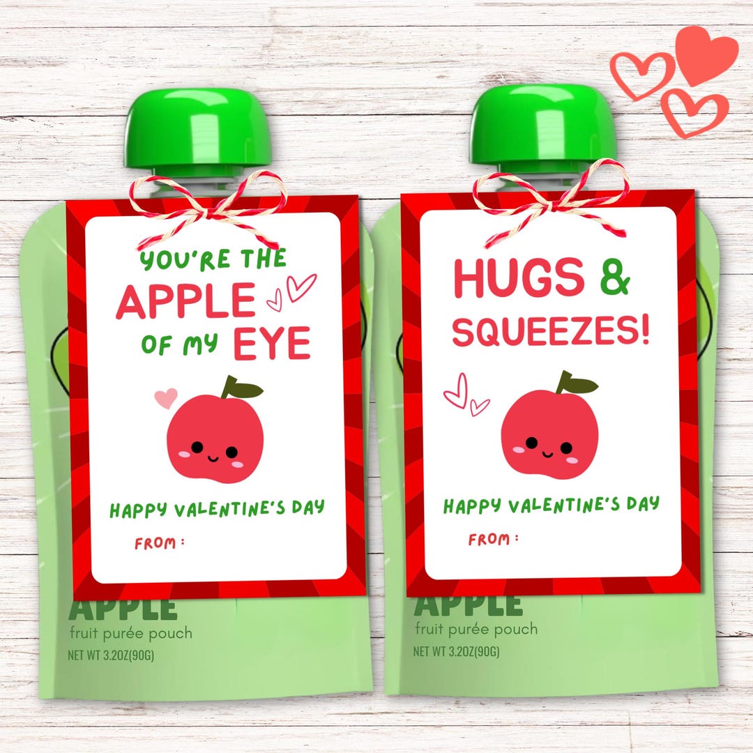Printable Applesauce Pouch Valentine Tags: Classroom Valentines (PDF ...