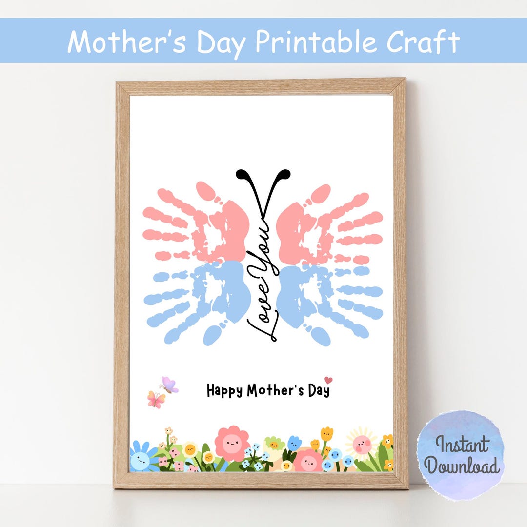Printable Mothers Day Handprint Craft, Butterfly Handprint Craft Art ...