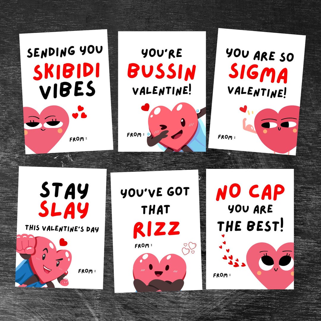 Slang Kids Valentine's Day Cards, Funny Printable Classroom Valentine ...