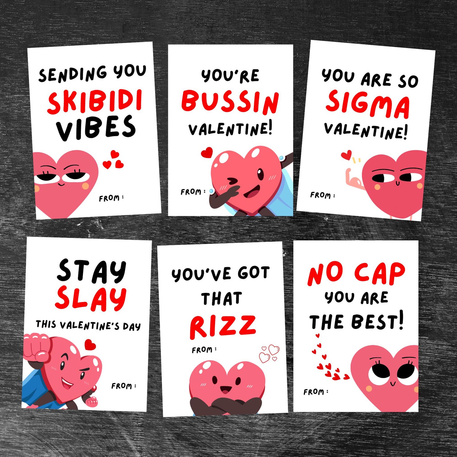 Slang Kids Valentine's Day Cards, Funny Printable Classroom Valentine ...