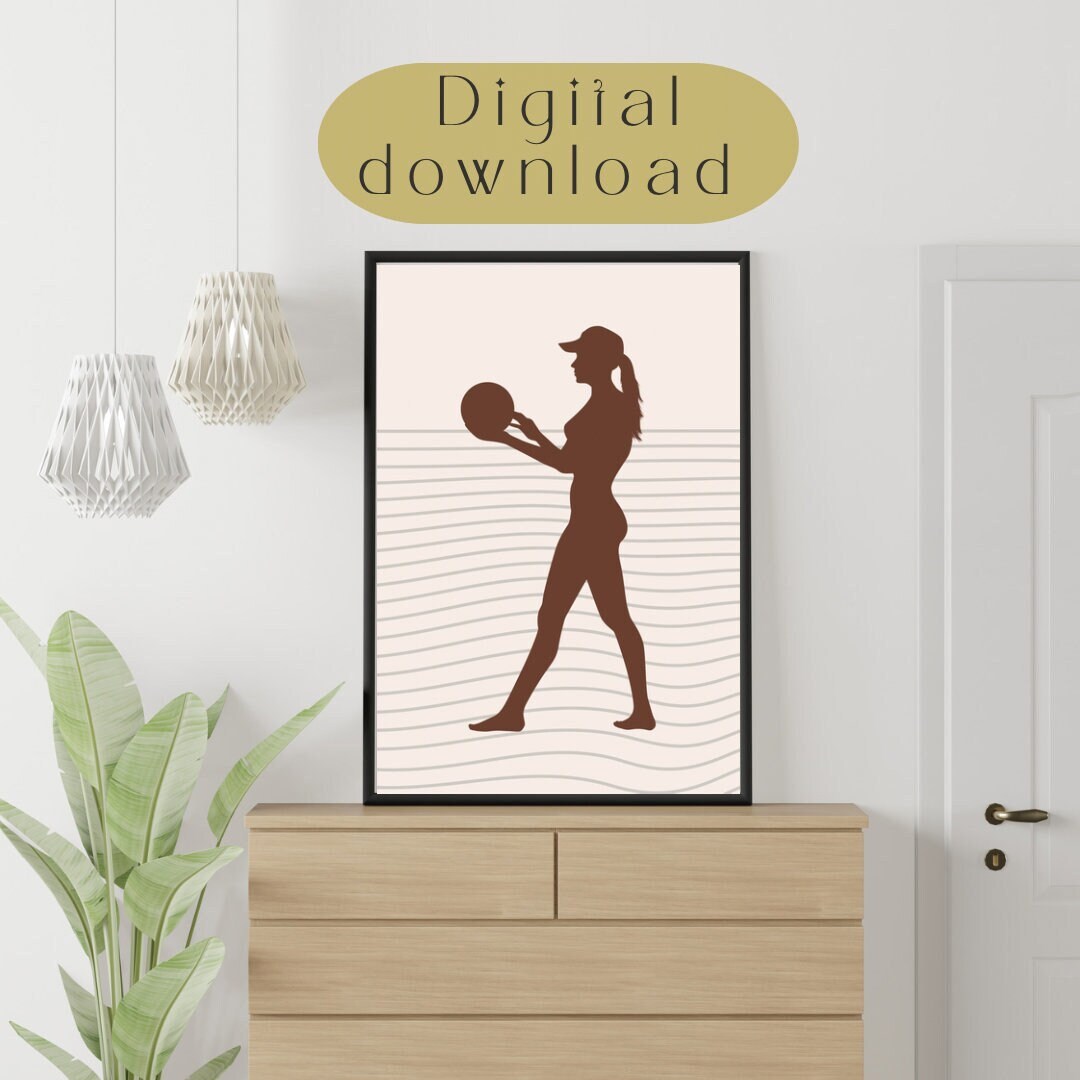 Minimalist Volleyball Player Line Art, Sports Volleyball Print ...