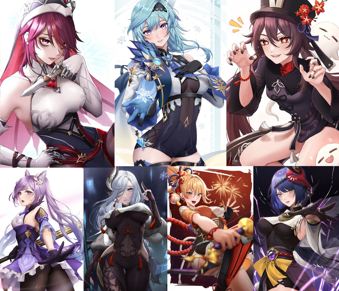 Genshin Impact Prints Mini/postcard Prints or 11x17 Posters Rosaria Eula Hutao Keqing Shenhe ...