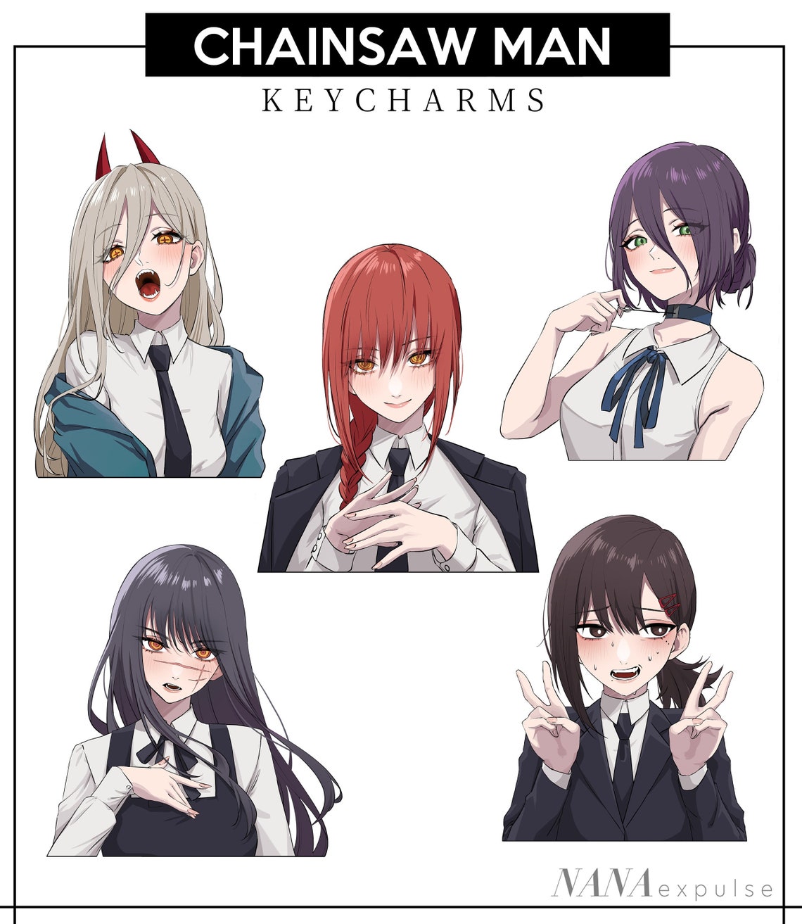 Chainsaw Man Keychain Power Makima Reze Yoru Asa Kobeni - Etsy