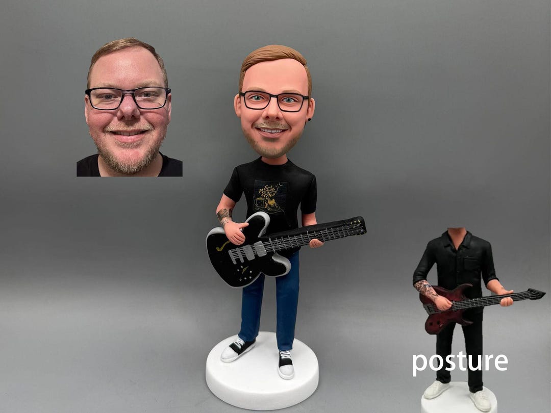 Custom Guitar Player Bobblehead: Personalized Polymer Clay Figurine - Etsy