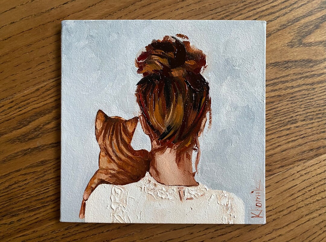 Original Oil Painting,woman With Cat Painting,cat Lover Gift,woman Art ...