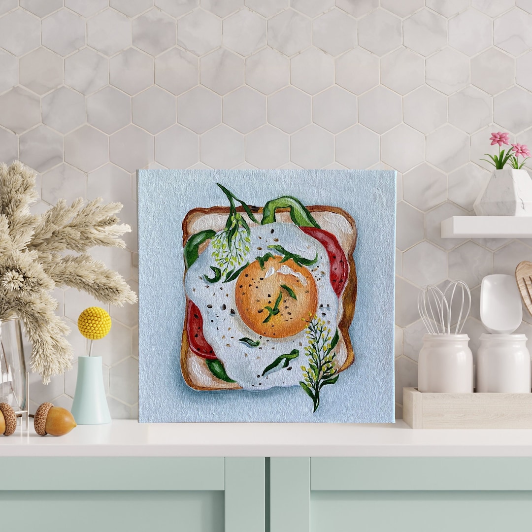 Egg Painting Miniature Oil Painting Food Painting Toast Painting Still ...