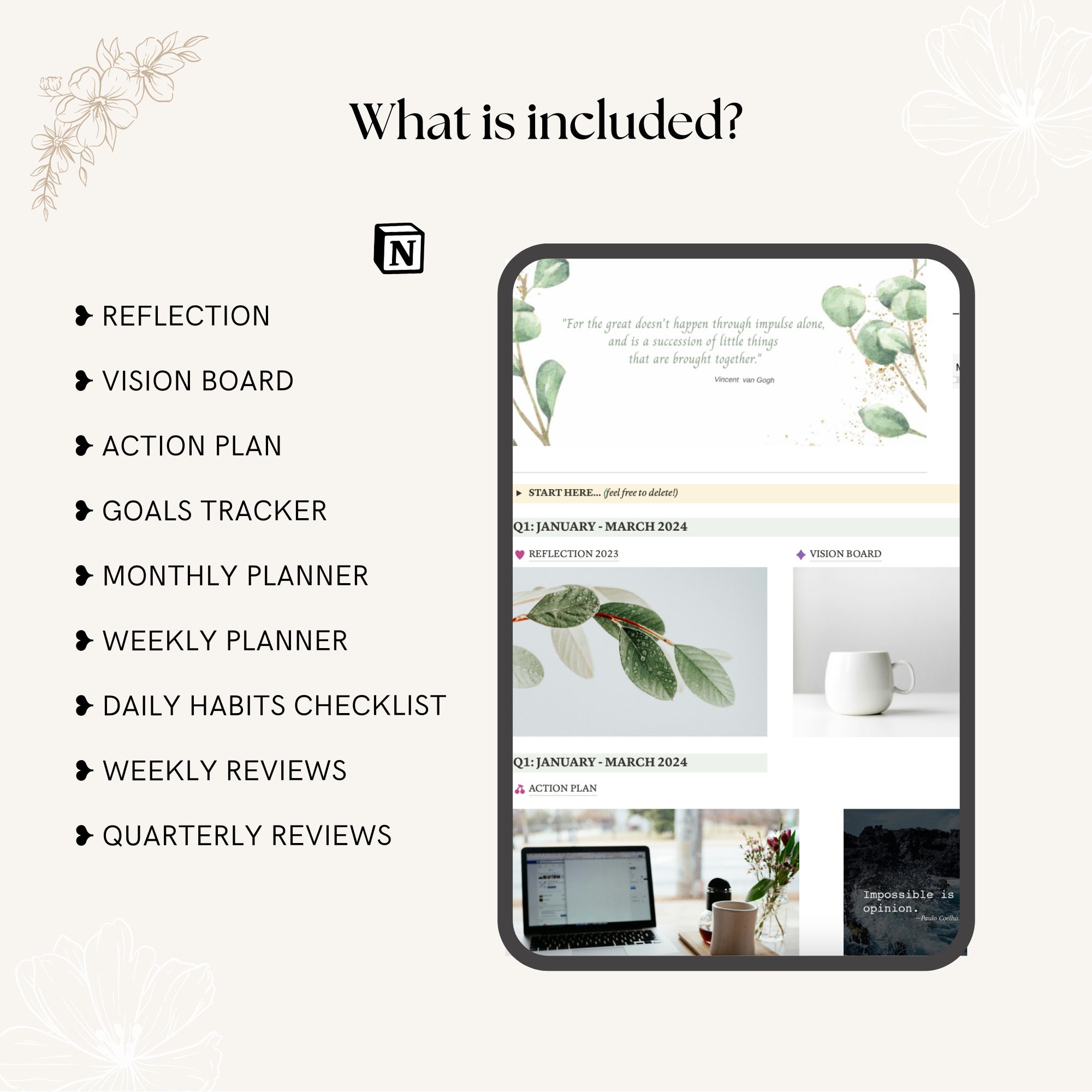 Notion Planner Notion Template Dashboard Vision Board Project ...