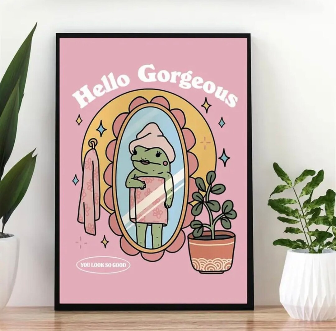 Hello Gorgeous Frog Poster - Etsy