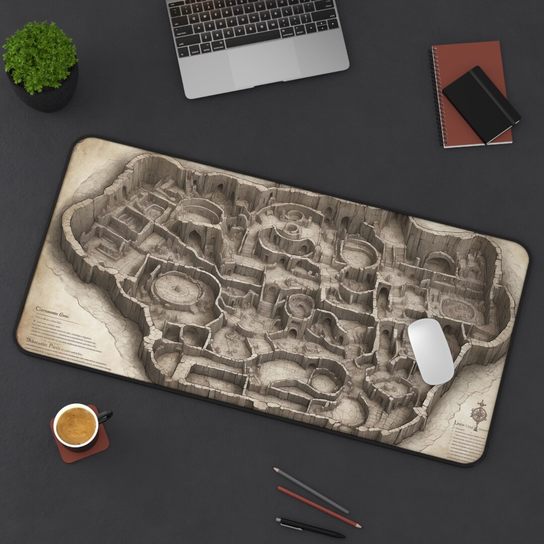 Sepia Dungeon Map Desk Mat Vintage Fantasy Decor Dungeon Crawler Gift ...