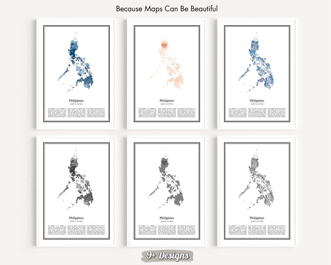 Philippines Map Poster, Philippines Wall Art Print, Philippines Travel ...