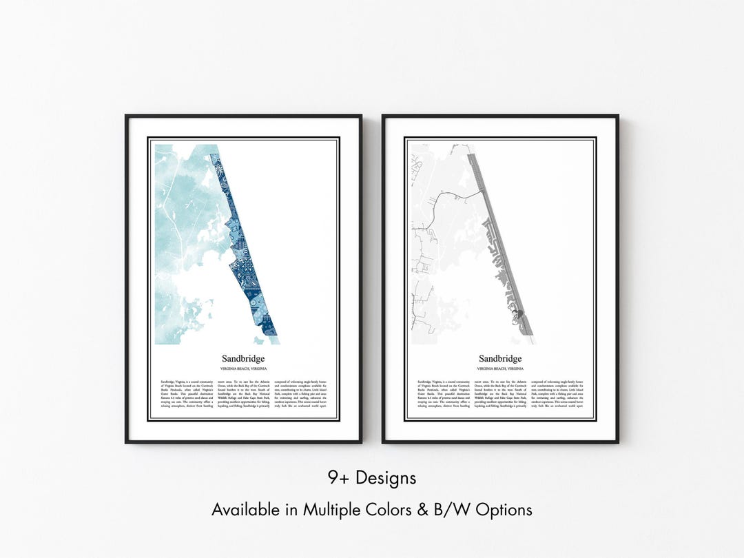 Sandbridge Virginia Beach Map Poster, Minimalist Wall Art Print in ...