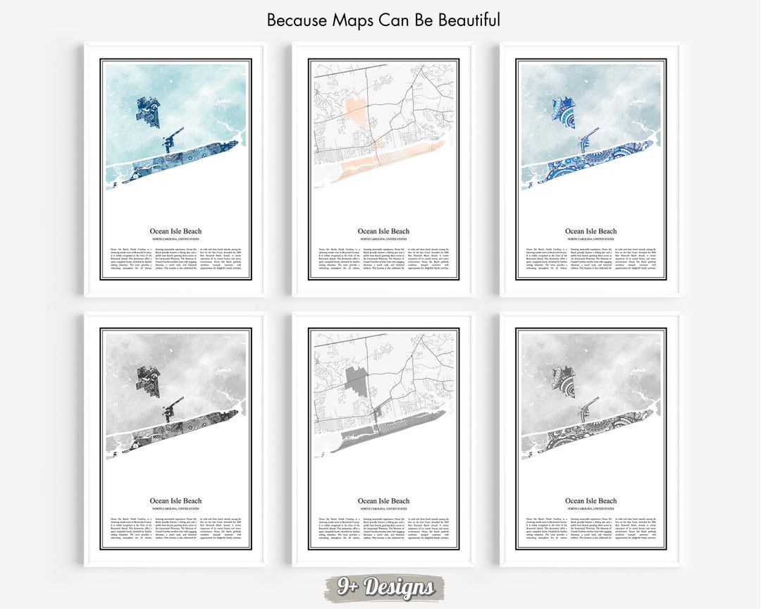 Ocean Isle Beach Map Poster, Ocean Isle Beach Wall Art Print, Ocean ...
