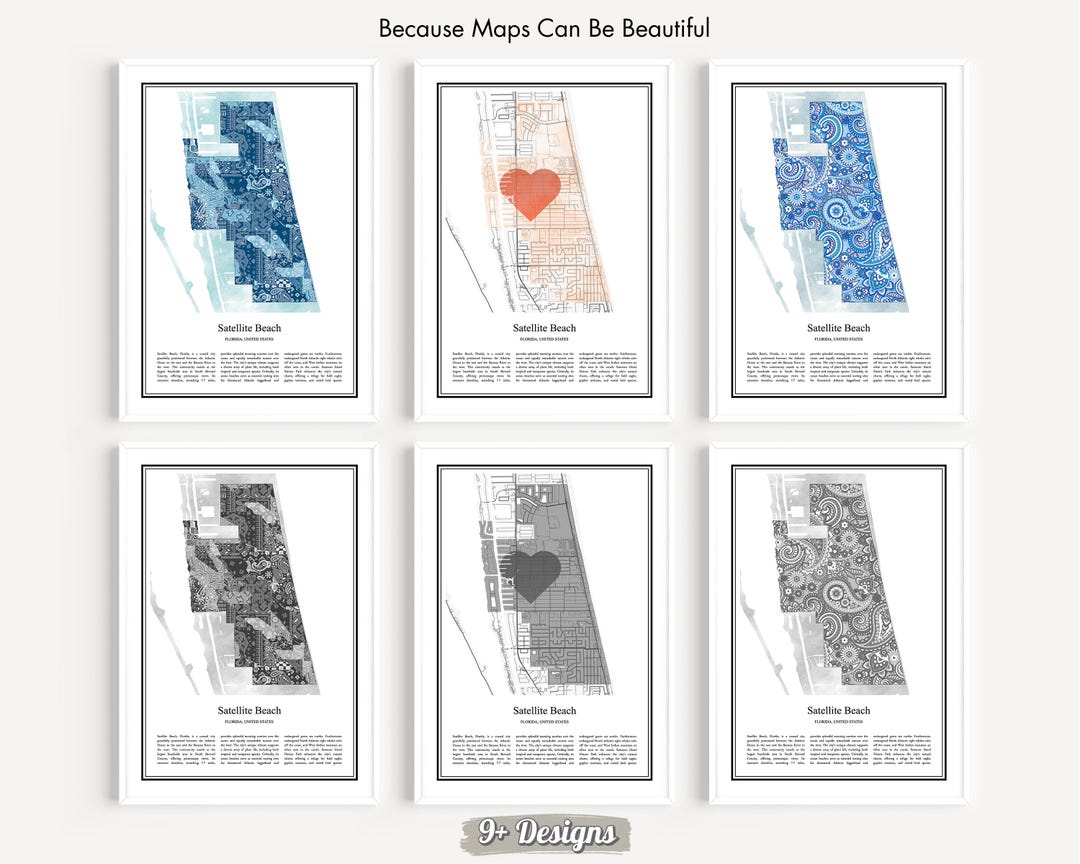 Satellite Beach Map Poster, Satellite Beach Wall Art Print, Satellite ...
