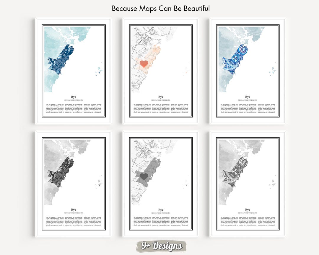 Rye Map Poster, Rye Wall Art Print, Rye Travel Map Poster, New ...