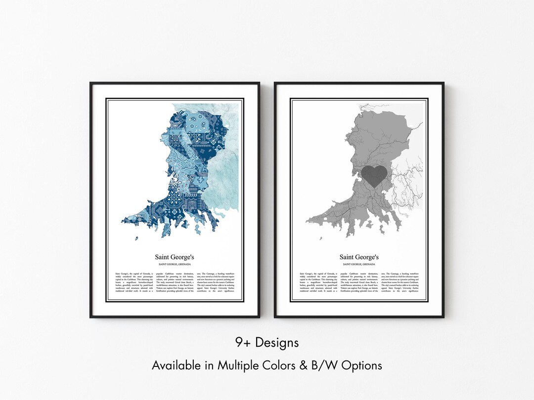 Saint George's Saint George Map Poster, Minimalist Wall Art Print in ...