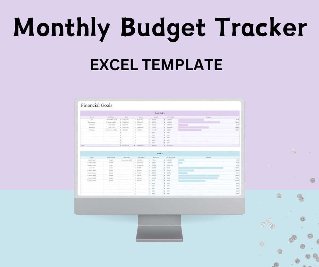 Monthly Budget Tracker Excel Template Etsy