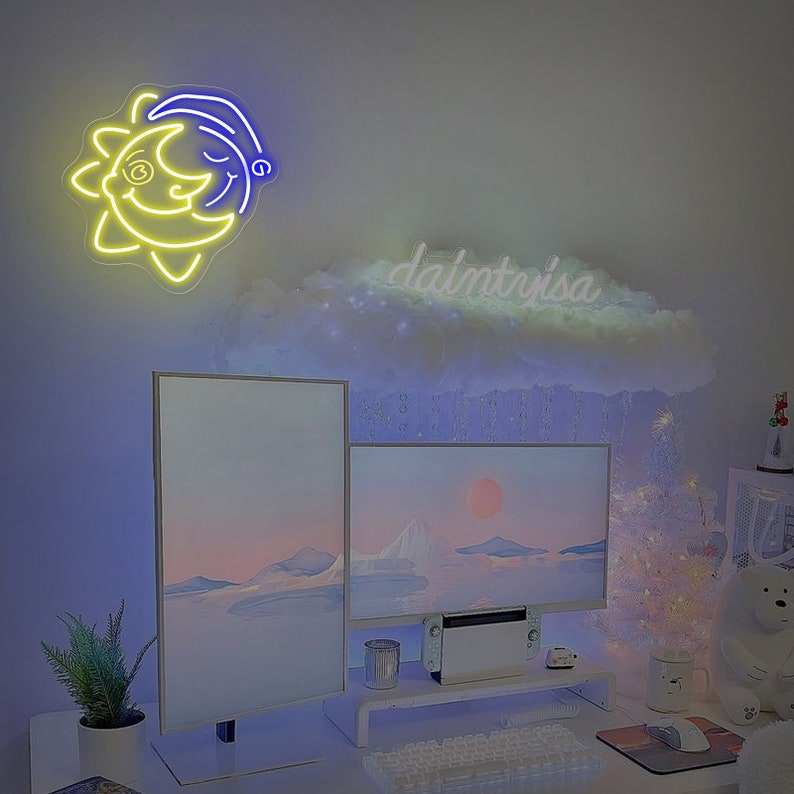 Sun and Moon Neon Sign, FNAF Inspired Neon Sign, Personalized Birthday ...