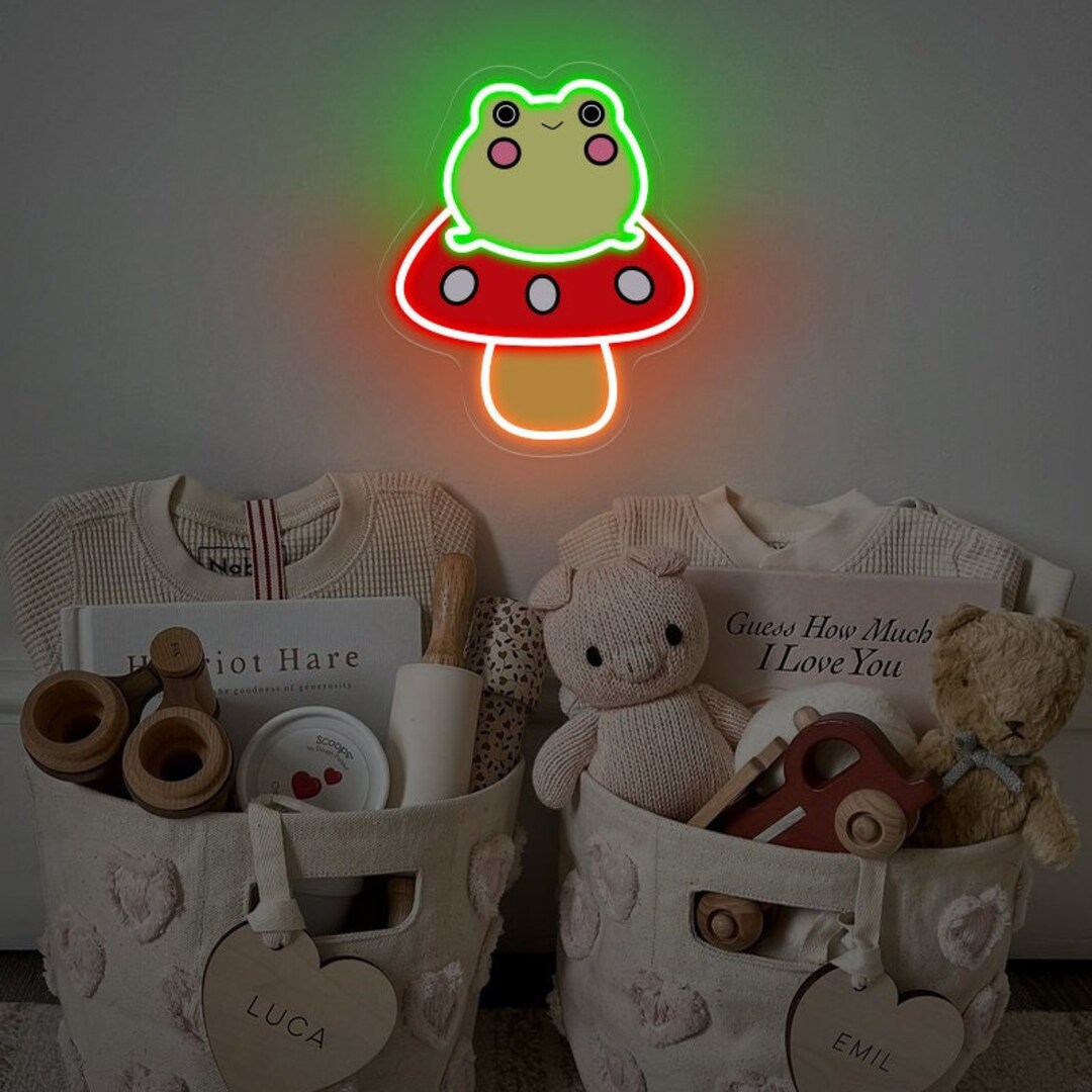 Mushroom Frog Neon Sign | Cute Frog Neon Sign| Nursery Wall Cute Decor ...
