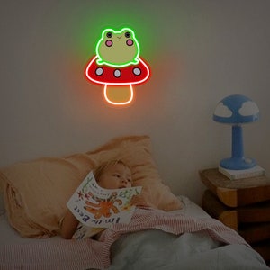Mushroom Frog Neon Sign | Cute Frog Neon Sign| Nursery Wall Cute Decor ...