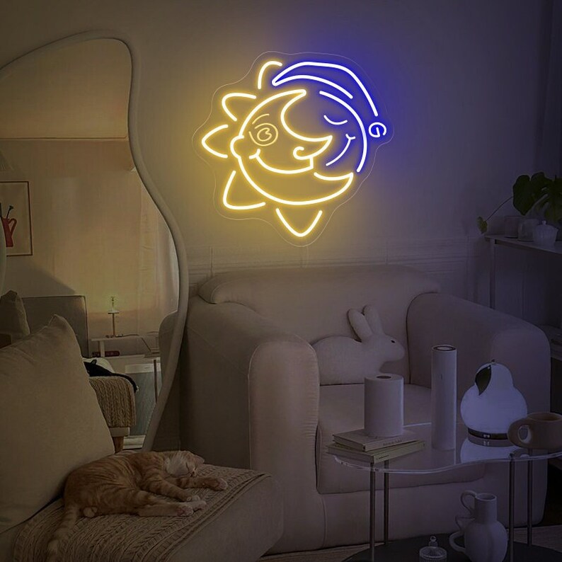 Sun and Moon Neon Sign, FNAF Inspired Neon Sign, Personalized Birthday ...
