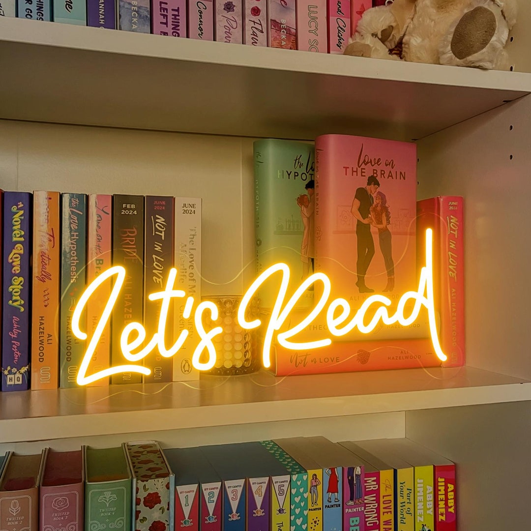 Let‘s Read Neon Sign, Bookworm Gift, Book Lover Gift, Reading Room ...