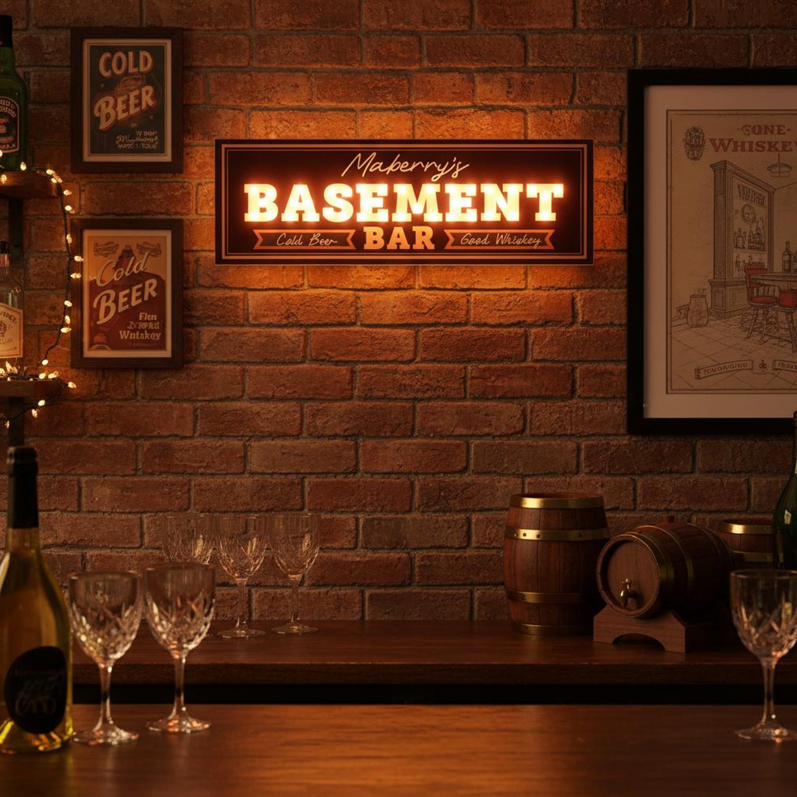 Custom LED Neon Basement Bar Sign: Personalized Man Cave Decor - Etsy ...
